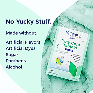 Hyland's Naturals Tiny Cold Tablets Nighttime, Baby & Infant Cold And Cough Medicine, Decongestant, Natural Relief Of Common Cold Symptoms, 125 Quick-Dissolving Tablets