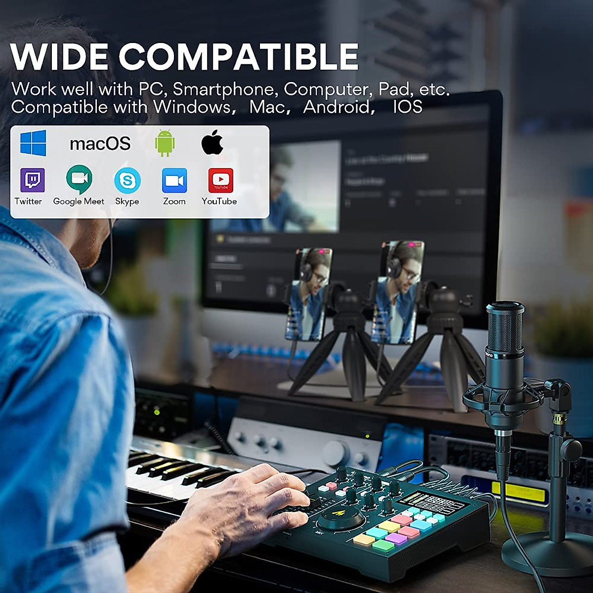 XLR Condenser Microphone with Audio Interface, MAONO Professional Studio Bundle for Recording, Podcasting, Streaming, Voice Over, Vocals, Music, YouTube