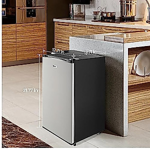 WANAI Mini Fridge With Freezer 3.2 Cu.Ft Single Door Small Refrigerator Energy-efficient, Low Noise, Mini Fridge For Bedroom Dorm and Office, Silver