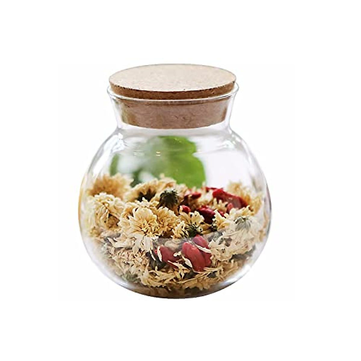 Snminetal 17oz Glass Jar Storage Containers,Wedding Candy Jar Kitchen Canisters, With Cork Airtight Lid, Perfect For Tea, Biscuits, Cereals, Flour, beans, Spices, Coffee Beans (2PCS)