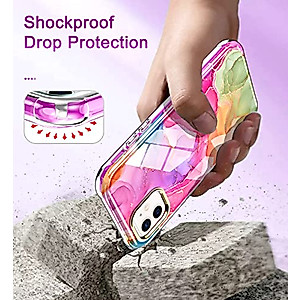 Hocase for iPhone 12 Case iPhone 12 Pro Case, (with Built-in Screen Protector) Cute Rugged Shockproof Slim Lightweight TPU Full Body Protective Case for iPhone 12/12 Pro (6.1") - Purple Meets Pink