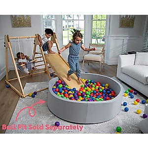 Avenlur 4-in-1 Juniper Indoor Play Gym - Jungle Gym Playset with Baby Swing, Slide, Ladder, and Climbing Wall - Foldable Wooden Playset - Indoor Jungle Gym for Kids Ages 18mo to 6yrs