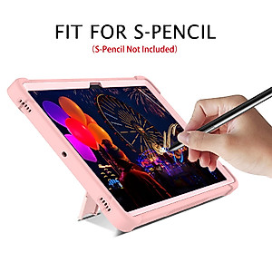 GaoBao Samsung Tab S7 FE 12.4'' Case, 3 in 1 Heavy Duty Pencil Holder Hybrid Hard Soft Bumper Drop Protective Tablet Case for Samsung Galaxy Tab S7 FE 12.4''/ S8 Plus 2022/ S7 Plus 2020, Rose Gold.