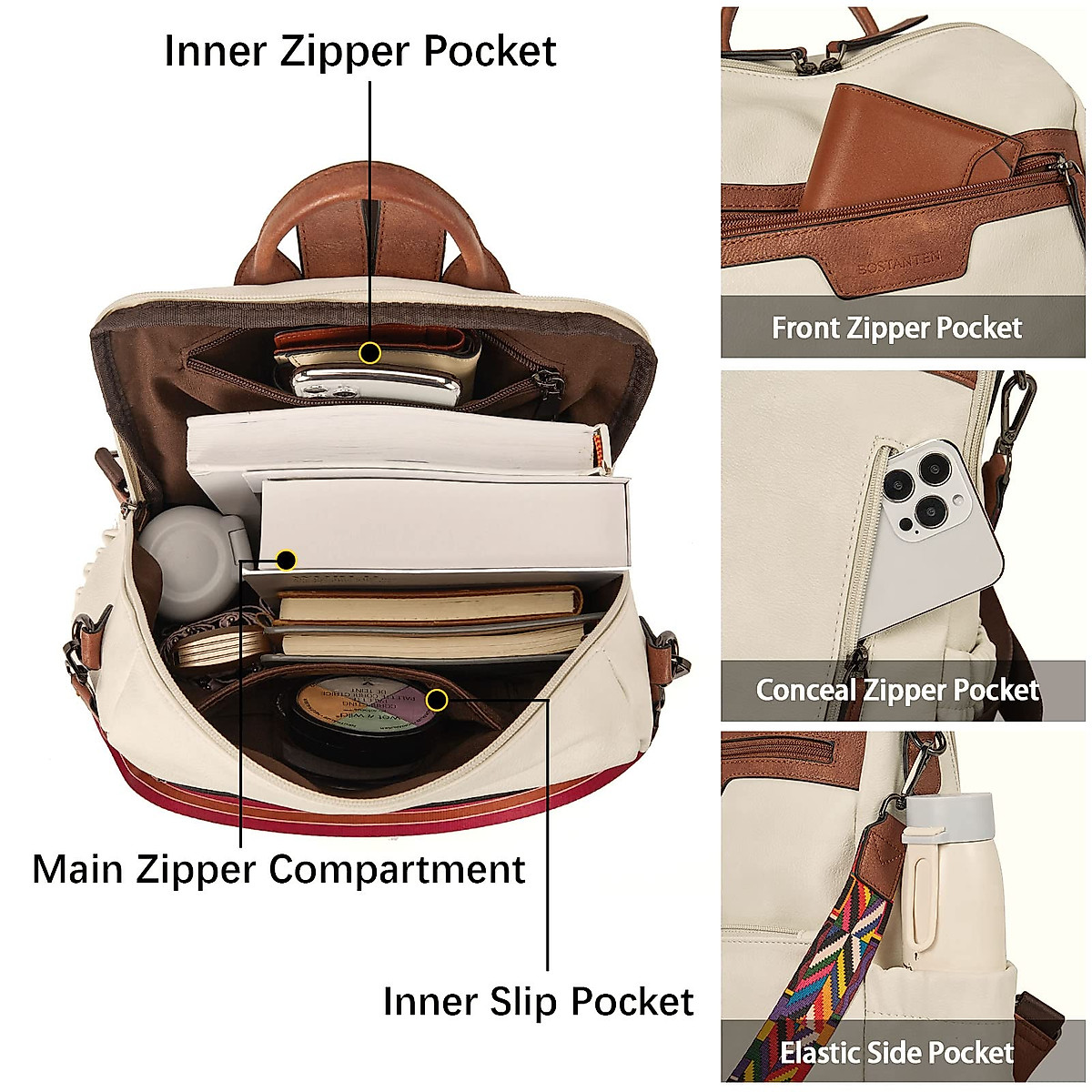 BOSTANTEN Backpack Purse Women Leather Wallet