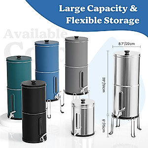 2.25G Gravity Water Filtration System - Water Level Window, NSF/ANSI 42&372 Certification,18/8 Stainless Steel Countertop Water Filter System - Reduce Up to 99.9% Chlorine, for Home, RVing