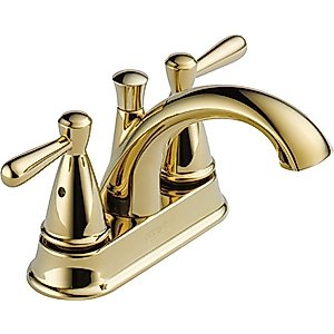 Peerless Bayside Brass Bathroom Faucet, Centerset Bathroom Faucet, Bathroom Sink Faucet, Drain Assembly, Polished Brass P99640LF-PB
