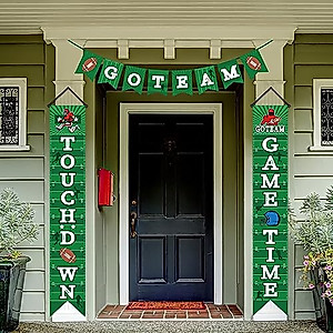 Football Decorations Football Porch Sign Banner Welcome Hanging Door Banner for Sport Theme Party Football Game Time Festival Party Supplies
