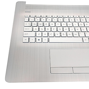 Replacement Upper Case Palmrest for HP 17-by 17T-by 17-CA 17Z-CA 17t-by400 17-by0026cy 17z-ca300 Series Laptop Backlight Keyboard Assembly with ODD Touchpad L92783-001 Natural Silver