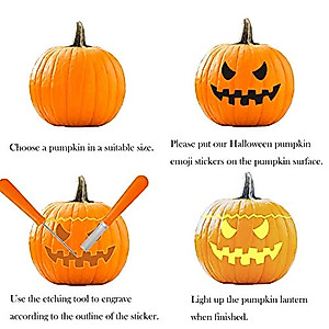 Gustum Pumpkin Decorating Stickers Kits Props Etching Pumpkin Template 18 Sheets Make Your Own Jack-O-Lantern Face Craft Decals Halloween Party Decorations Supplies Trick or Treat Party Favors