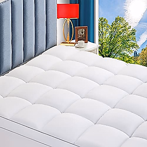 TOAO Queen Mattress Topper, Extra Thick Mattress Pad Cover for Back Pain Relief, Cooling Pillow Top with 8-21" Deep Pocket 5D Snow Down Alternative Fill(White,Queen)