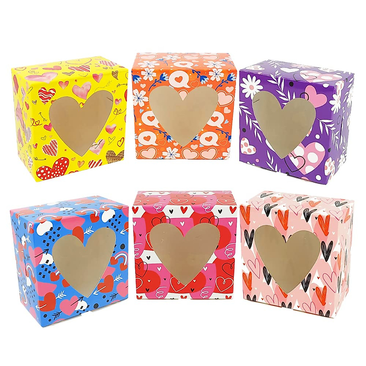 24 Valentines Day Boxes, Heart-shaped Transparent Window Gift Box, Premium Valentines Day Treat Boxes for Kids & Perfect for Holiday Pastries Doughnut and Cookie Boxes, Brownies, Cupcake, Gift Giving