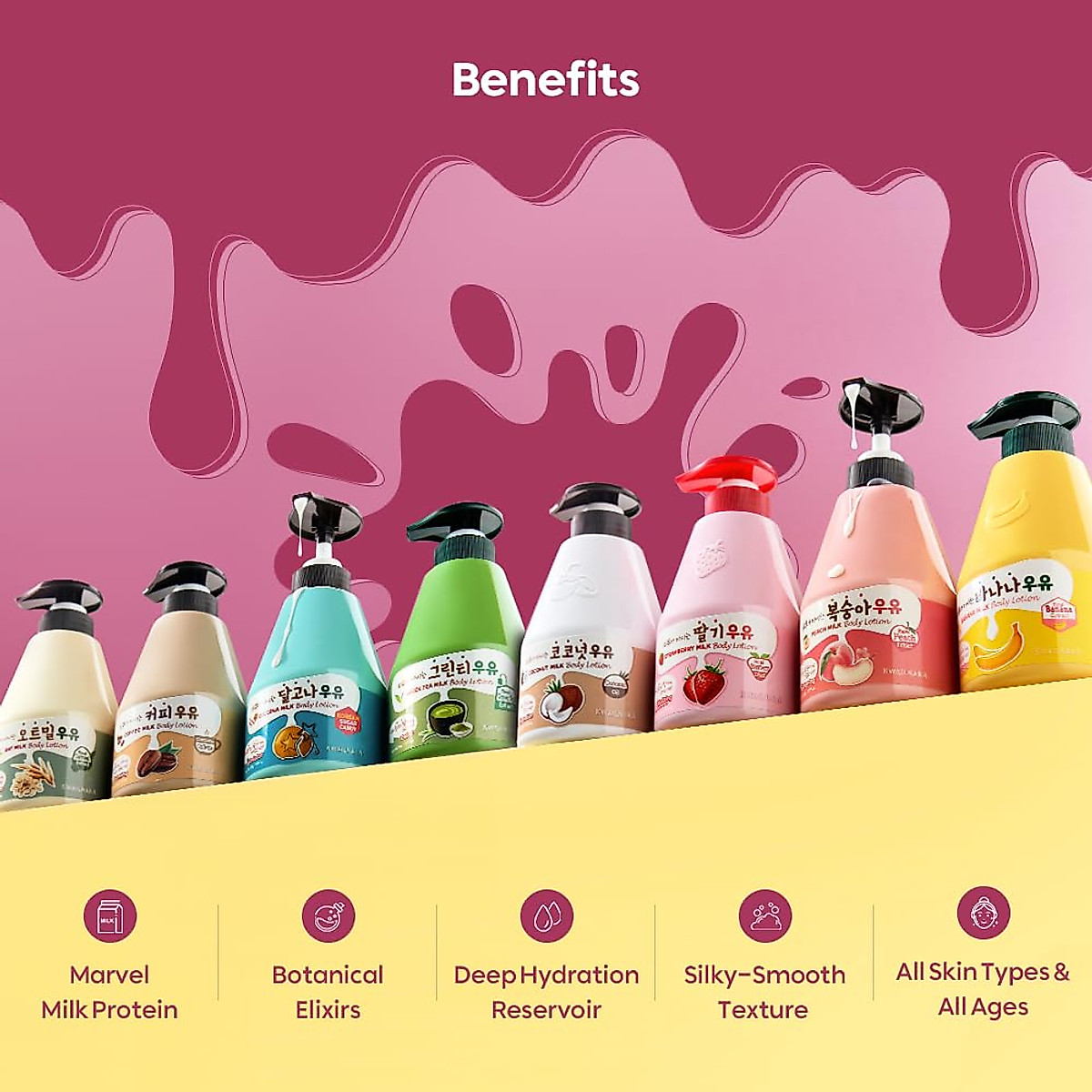 WELCOS KWAILNARA Strawberry Milk Body Lotion – Korean Body Lotion for Hydrated and Nourished Skin 560 g / 19.75 fl. oz