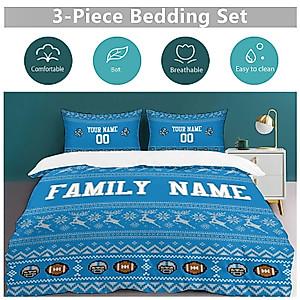 DENPLE 3in1!Custom Bedding Set,Personalized Duvet Cover,Any Name/Number,Football Gift for Fans,Boys,Girls,Men,Familly