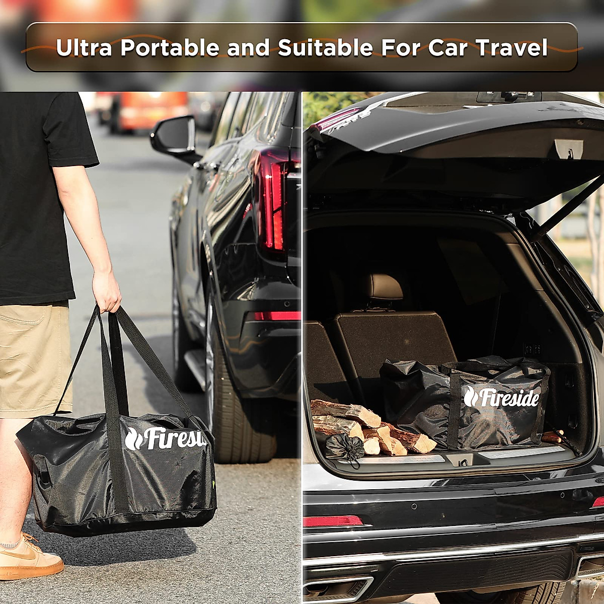 TURBRO 19 Inch Smokeless Fire Pit for Outdoor Wood Burning, Portable Stainless Steel Camping Stove with Stand, Removable Ash Pan, Waterproof Storage Bag, Unique Nested Design, Pluto R19-PG, Black