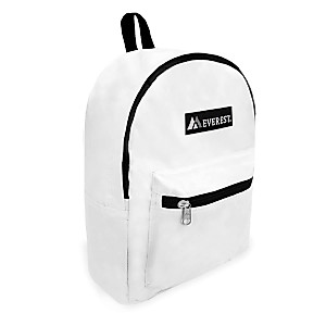 Everest Luggage Basic Backpack, White, Medium