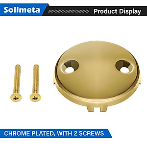 Solimeta Tip-Toe Tub Trim Set with Two-Hole Overflow Faceplate, Bath Tub Drain Trim Set with Universal Fine Thread, Polished Brass