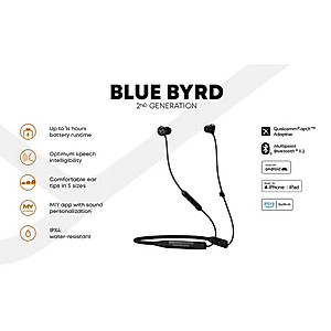 beyerdynamic Blue BYRD (2nd Generation) Bluetooth 5.2 in-Ear Headphones with Neckband, Microphone, 14 Hours Battery Life, IPX4, Sound Personalization and Alexa Built-in