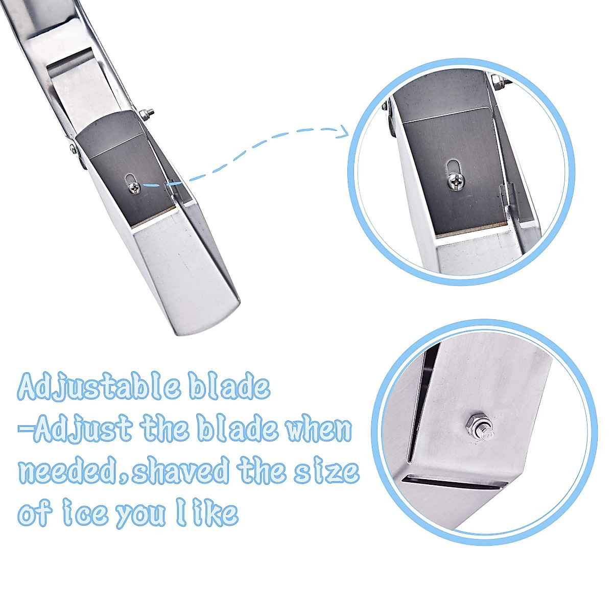 ARC USA, BQ35 2 PCS Hand Ice Shaver with Adjustable Blade, Stainless Steel Ice Machine, Ice Shavers for Snow Cones and juice, Mexican Ice Maker