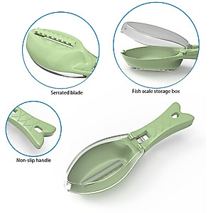 4 Pieces Fish Scale Remover Cleaner Kit Fish Scale Cleaning Tool Fish Skin Grates Stainless Steel Serrated Fish Scale Scraper for Kitchen Fish Cleaning Tools