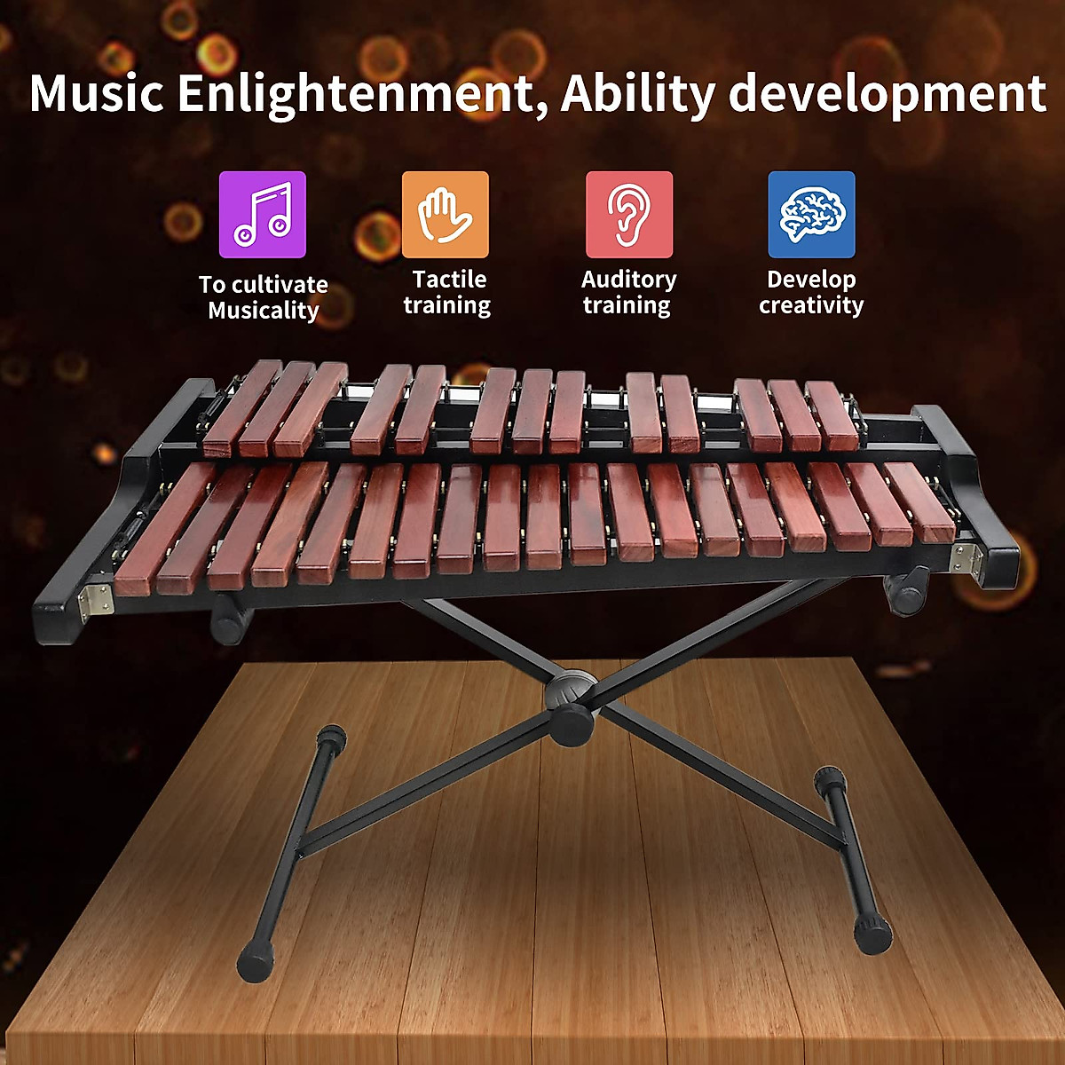 Voodans 32 Note Xylophone Professional Wooden Glockenspiel Xylophone with Mallet and Adjustable Stand