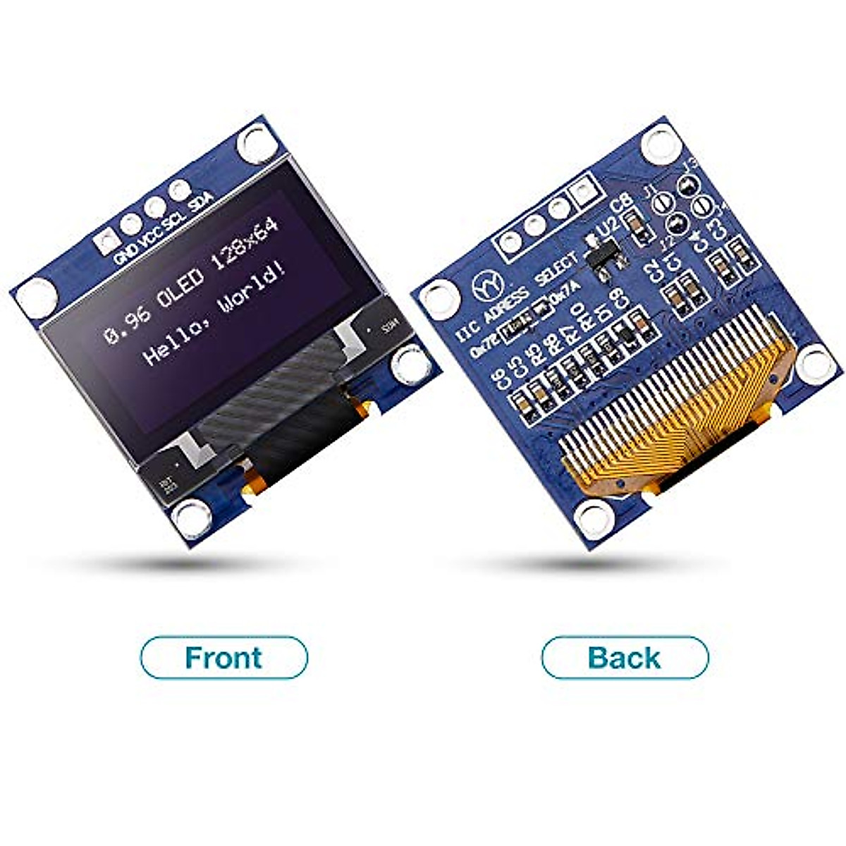 Frienda 2 Pieces 0.96 Inch Display Module 12864 128x64 Driver IIC I2C Serial Self-Luminous Display Board Compatible with Raspberry PI (White Light)