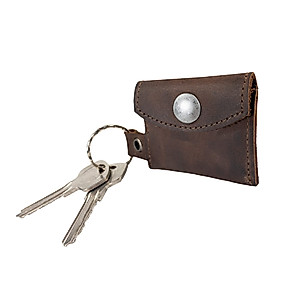 Hide & Drink, Leather Tiny Coin Holder Keychain/Key Ring/Holder/Pouch/Case/Accessories, Handmade Includes 101 Year Warranty :: Bourbon Brown