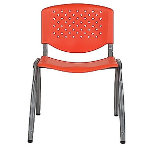 Flash Furniture HERCULES -5 Pack 880 lb. Capacity Orange Plastic Stack Chair | Comfortable Seating with Durable Design