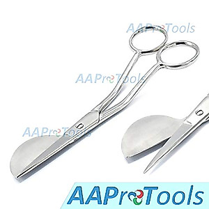 AAProTools 6 inch Stainless Steel Applique Duckbill Scissors Blade with Offset Handle & 6 inch Machine Embroidery Double Curved Scissors Bundle