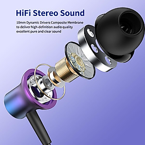 COOYA 3.5mm Headphones for Samsung A15 A03s A14 S10e Magnetic in-Ear Wired Earbuds with Mic for Moto G Stylus/Power/Play HiFi Stereo School Kids Earphones for iPad 9 8 Laptop Tablet PC Student Teens