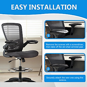 Office Chair Replacement Armrest Arm Pads Caps Fits Univeral 4" Mounting Hole with Mounting Hole Patterns Screws(1 Pair) Black