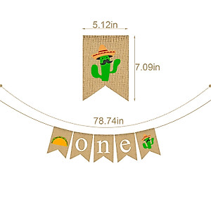 ONE High Chair Banner Mexican Jute Burlap Cinco De Mayo Taco Cactus Baby 1st Birthday party Fiesta Decoration