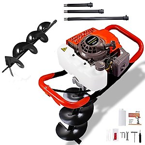 DC HOUSE 63CC Gas Powered Post Hole Digger with 8" Earth Auger Drill Bit, Post Hole Digger Auger Digging Tools, 2-3 Packages Shipping
