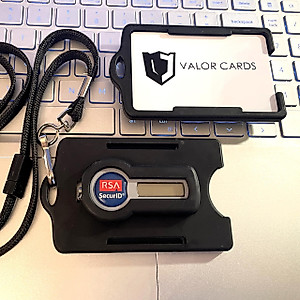 Valor Cards Newest 2023 Model RSA Token and ID Badge Holder - Smooth Finish and Nearly Indestructible (Onyx Black)