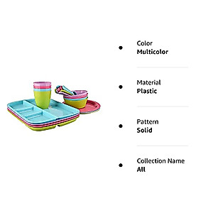 24 pc Kids Dinner Set by Mainstays, BPA free, Microwave/dishwasher safe, toddler snack/meals, mixed colors