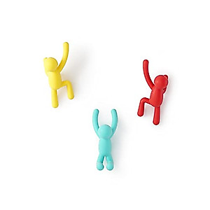 Umbra Buddy Wall Hooks – Decorative Wall Mounted Coat Hooks for Hanging Coats, Scarves, Bags, Purses, Backpacks, Towels and More, Set of 3, Bright Multicolored