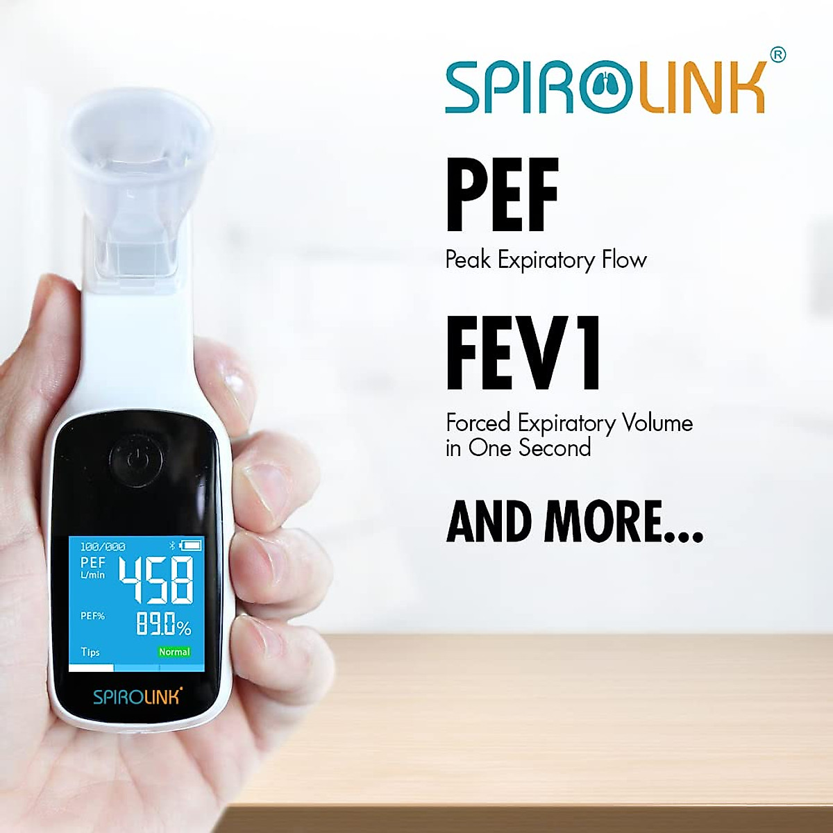 CMI Health SpiroLink | Smart Peak Flow Meter | Portable Pulmonary Function Test, Pocket Spirometer | Long Lifespan, Durable | for Asthma, COPD, Musicians, Smokers, Athletes, and More