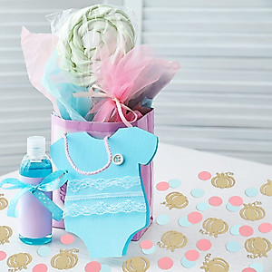 Whaline 300pcs Thanksgiving Little Pumpkin Confetti Glitter Gold Pumpkin Baby Shower Table Confetti Round Pink Blue Paper Dots for Thanksgiving Fall Gender Reveal Baby Birthday Supplies Table Decor