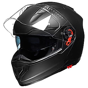 ILM Modular Motorcycle Helmets for Adults Men Full Face Flip up Pinlock Compatible DOT Model 909 (Matte Black, L)