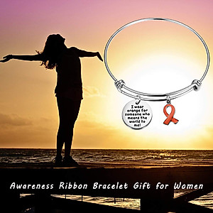 POTIY Orange Awareness Ribbon Charm Bracelet Kidney Cancer Leukemia Multiple Sclerosis Awareness Jewelry Cause Ribbon Inspirational Bracelet for Women (Orange Bracelet)
