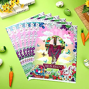 50 Pcs Happy Easter Gift Bags with Handles Easter Bunny Plastic Tote Bags He is Risen Easter Goody Bags Reusable Plastic Easter Treat Bag for Kids Eggs Hunt, Easter Party Supplies