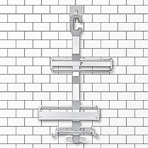 ToiletTree Products Aluminum Rustproof Shower & Bath Caddy - Hanging Storage Organizer with Hooks for Loofahs & Razors - Easy to Assemble Shower Shelf