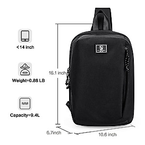 OIWAS One Strap Backpack Men - 14 Inch Sling Bag Boys Single Strap Backpack Lightweight Women Large Crossbody Shoulder Bag