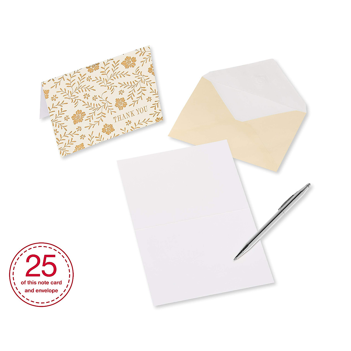 American Greetings Wedding Thank You Cards with Envelopes, Gold and Cream (50-Count)
