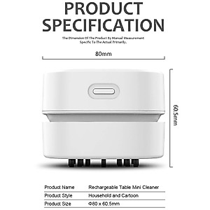 ODISTAR Desktop Vacuum Cleaner,Mini Table dust Sweeper Energy Saving with auto Power-Off Function,High Endurance up to 400 mins,Cordless&360º Rotatable for Keyboard/Home/Office (White Charging)
