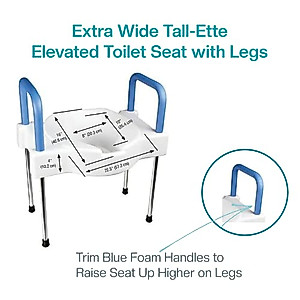 SP Ableware 9155 Tall-Ette Elevated Toilet Seat with Extra Wide Seating Surface and Leg, White