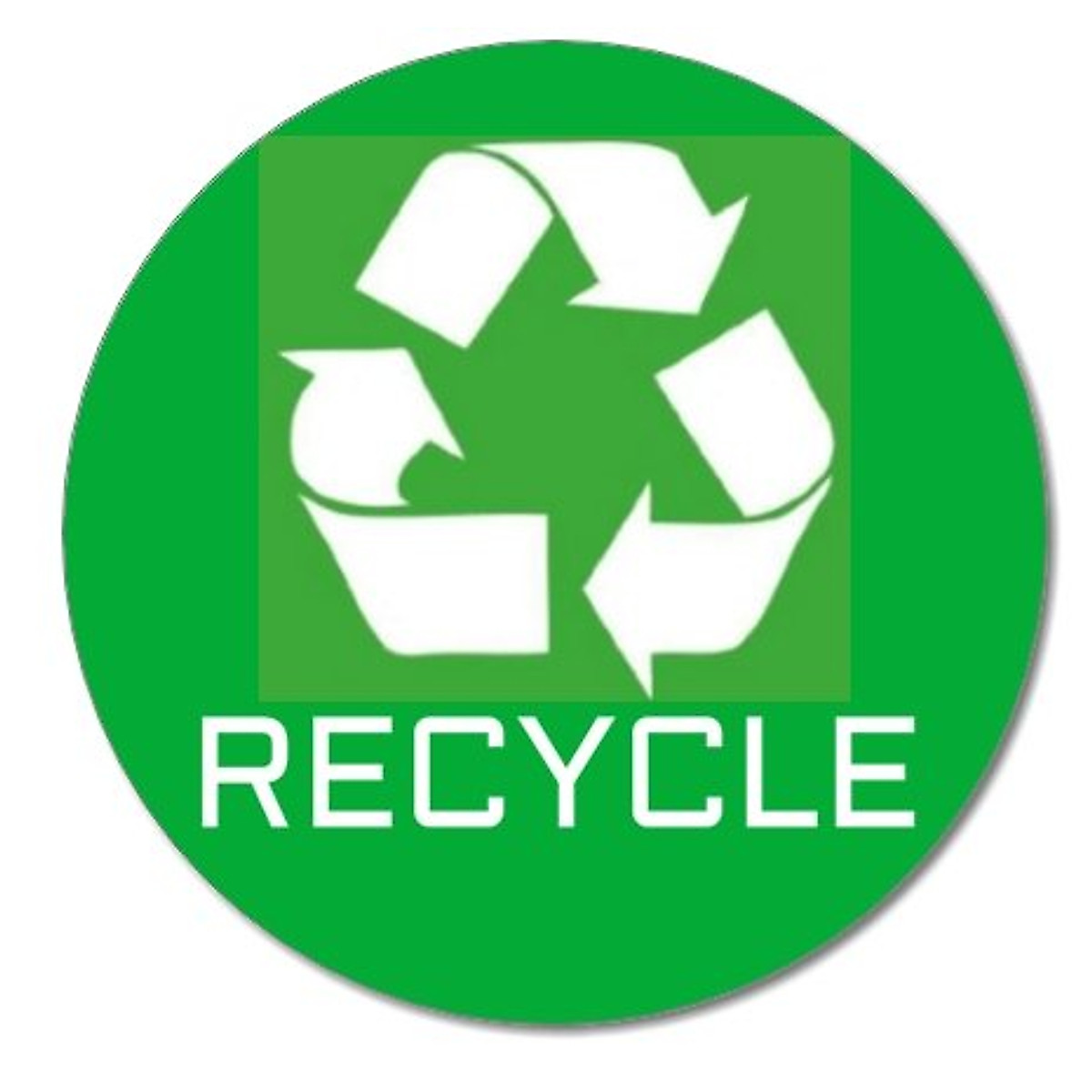 Recycle & Trash Stickers (2 Trash + 2 Recycle, Premium Quality) for Use on Trash Cans & Recycle Bins of All Types; 4" Round with Adhesive on Back (2 White Trash + 2 Green Recycle)