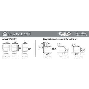 Seatcraft Equinox - Home Theater Seating - Living Room - Top Grain Leather - Power Recline - Powered Headrest and Lumbar Support - Arm Storage - USB Charging - Cup Holders - Single Recliner, Brown