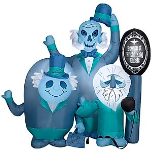 Gemmy Airblown Haunted Mansion Beware of Ghosts Scene Disney, 6 ft Tall, Blue