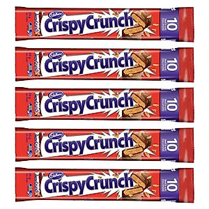 Cadbury Crispy Crunch Mini Chocolate Bars 10 Snack Size, 115g/4oz, 5-Pack{Imported from Canada}