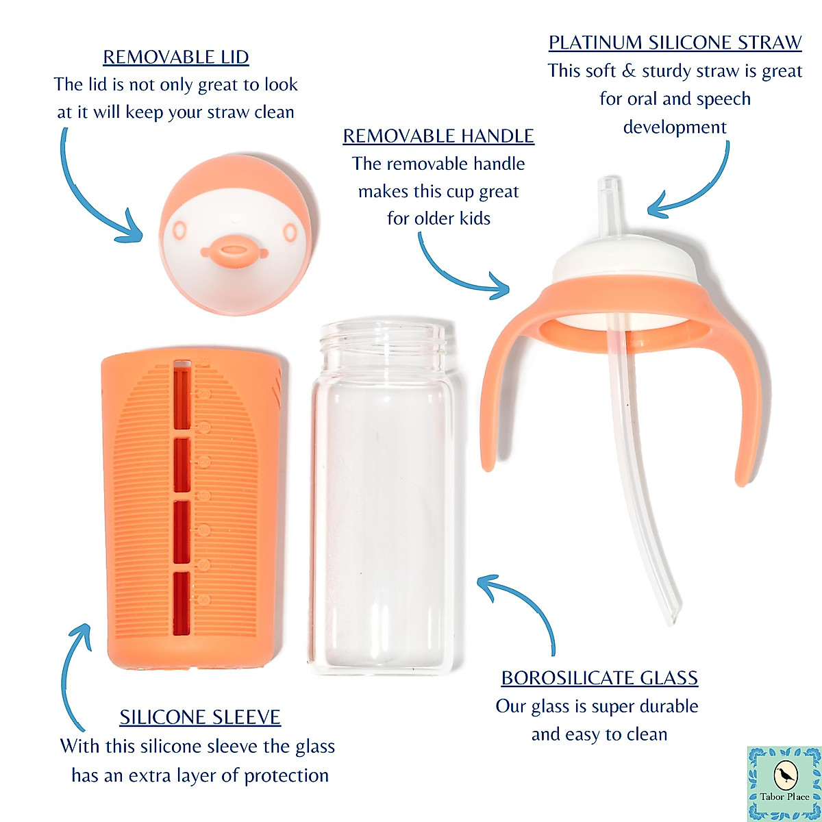 Set of 2 - Glass Sippy Cup for Toddlers - The Luca | Mint Green & Indigo Purple | Spill-Proof | Silicone Straw | 8 oz | Liquids Never Touch Plastic | Removable Handles…